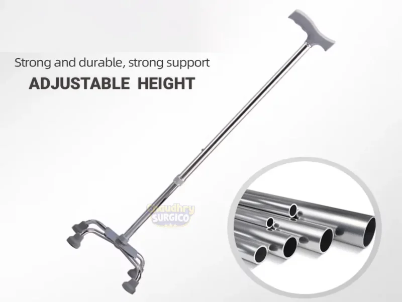 Quad Cane Adjustable four Pod Walking Stick for Men or Women